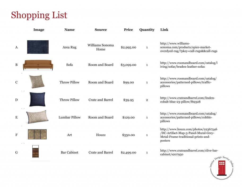 Shopping List - Interior Design Service Online